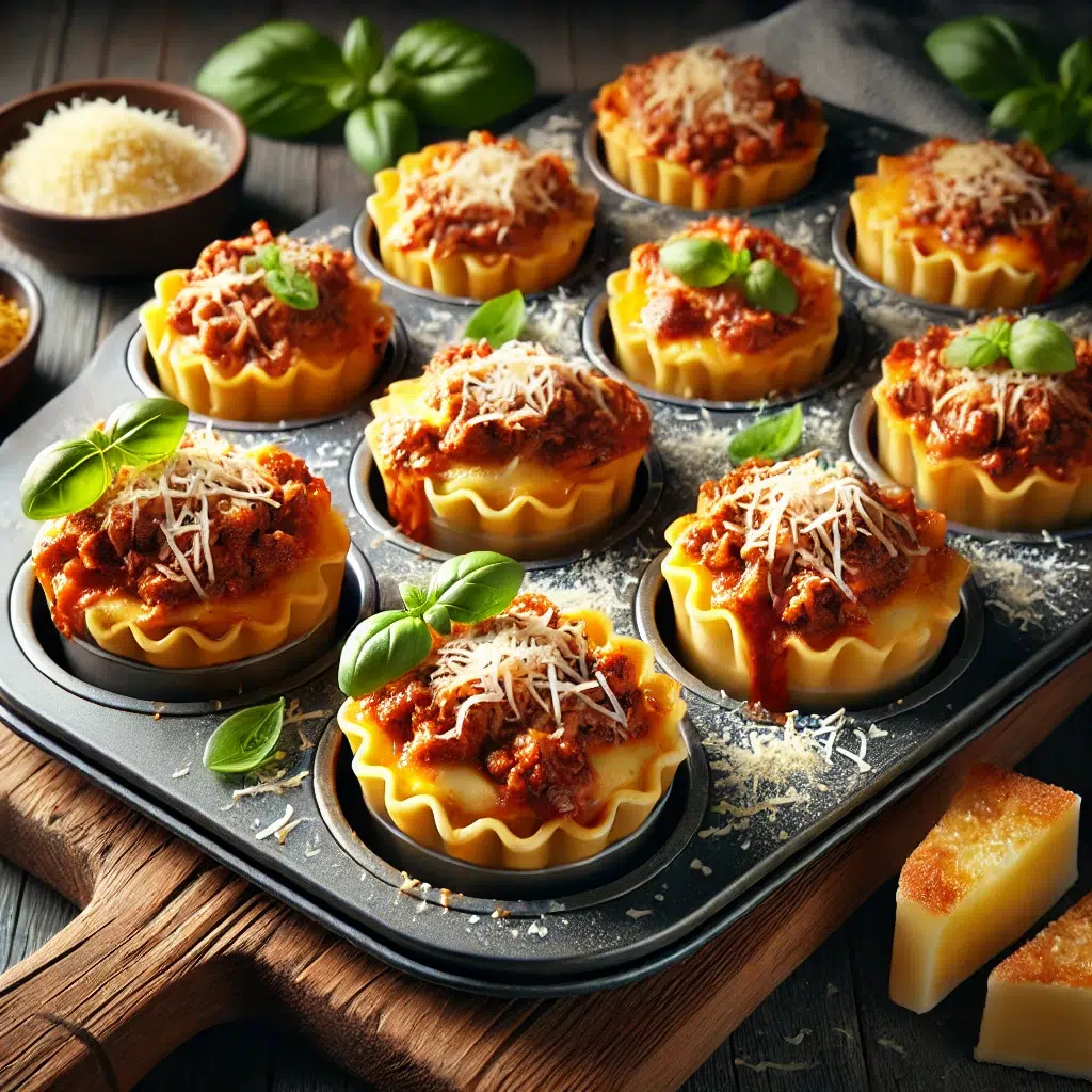 Mini lasagne pieczone w formie na muffiny – przepis na oryginalną ...